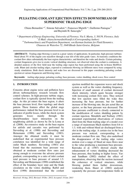 Pdf Pulsating Coolant Ejection Effects Downstream Of Supersonic