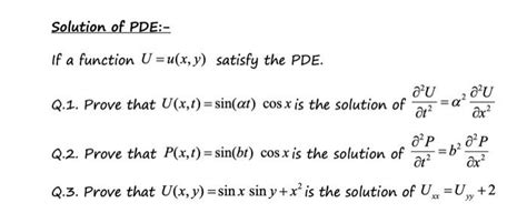 Solved Solution Of Pde If A Function U U X Y Satisfy The
