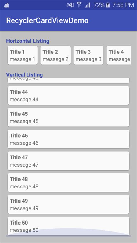 Point Of Android RecyclerView Horizontal And Vertical Listing CardView