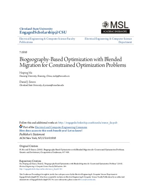 pdf blended migration in biogeography based optimization for constraints