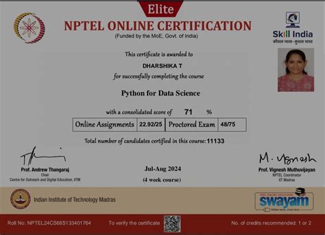 dharshika t on linkedin python datascience nptel