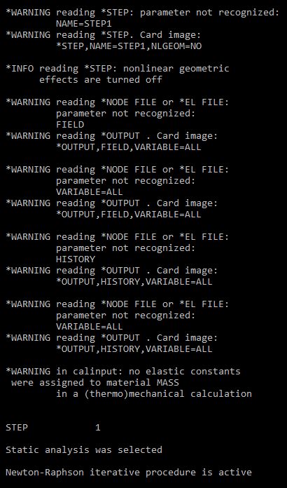 parameters not recognized name step1 calculix official versions are on calculix de the