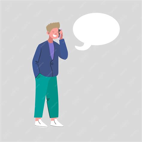 Un Chico Joven Está Hablando Por Teléfono Ilustración De Estilo Plano