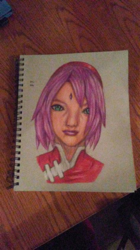 Sakura Haruno Semi Realistic Portrait Of Her From Naruto Done In Faber