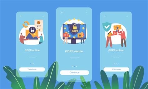 Premium Vector Gdpr Online Mobile App Page Onboard Screen Template