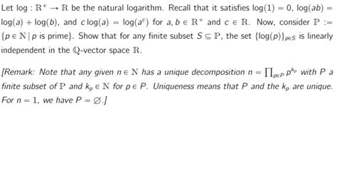 Solved Let Log R R Be The Natural Logarithm Recall Chegg Com