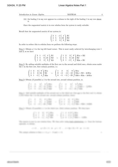 Solution Linear Algebra Notes Part 1 Studypool