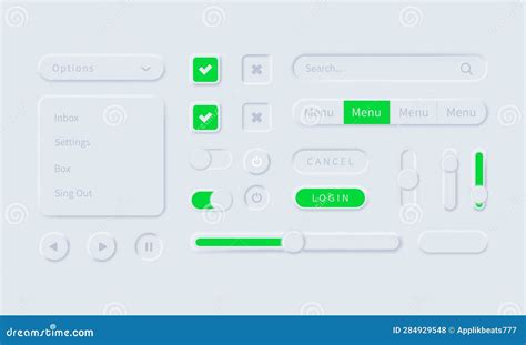 Neumorphism Icons Neumorphic Ui Ux White User Interface Web Buttons And Ui Sliders Stock Vector