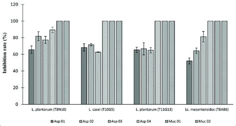 Inhibition Rate Of Lactic Acid Bacteria Strains Against Various Fungal