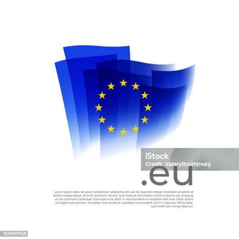 유럽 연합 국기 수채화 흰색 배경에 컬러 줄무늬 Eu 플래그 벡터 양식에 일치시키는 포스터 배너 Eu 도메인이있는 커버 디자인