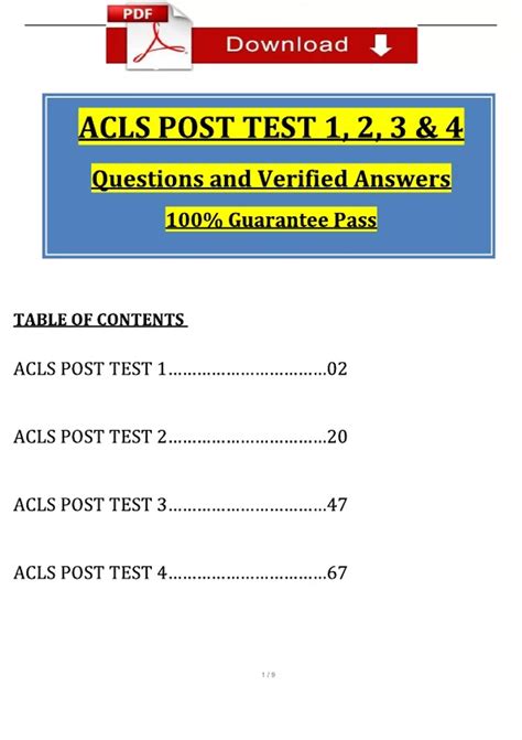 Acls Post Test 1 2 3 And 4 Actual Questions With Verified Answers 2025 2026 100 Guarantee
