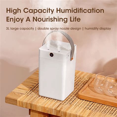 대용량 2 노즐 공기 가습기 3l 가정용 아로마 디퓨저 공기 청정기 습도 디스플레이 휴대용 공기 디퓨저