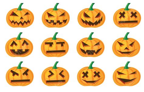 Halloween Pumpkins Smile Isolated Horror Vector Smile Isolated
