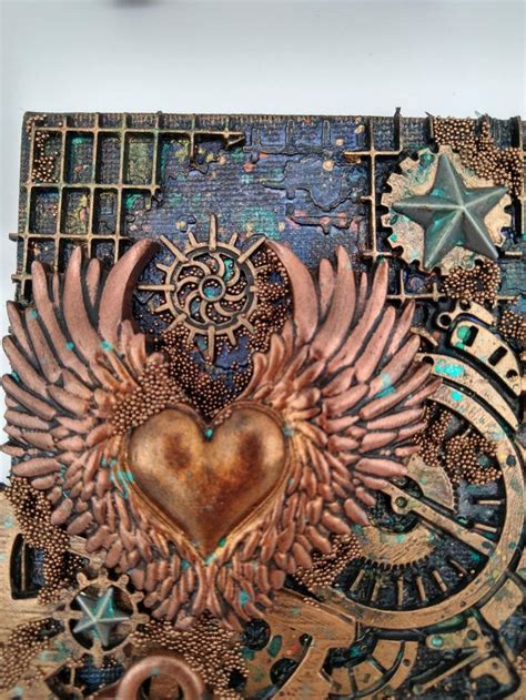 Steampunk Canvas 3d Assemblage Art Mixed Media Canvas Etsy
