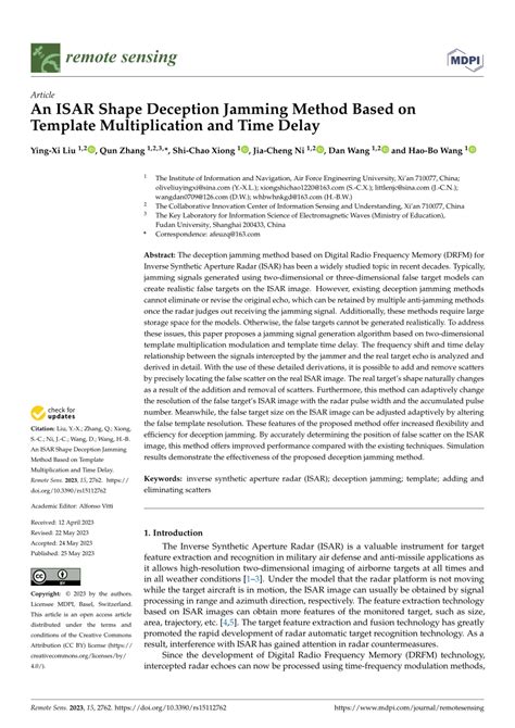 Pdf An Isar Shape Deception Jamming Method Based On Template Multiplication And Time Delay