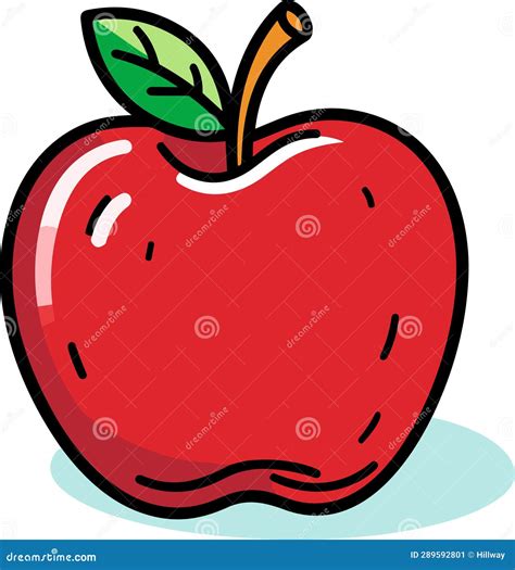 Vector Red Apple With Green Leaf Stock Vector Illustration Of