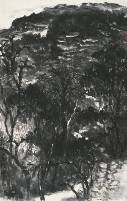 洪潮山水画 画家洪潮山冰雪山水画 山水画简笔画 大山谷图库