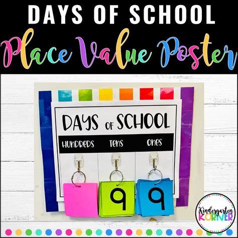 Days Of School Place Value Poster Calendar Math Kindergarten 1st