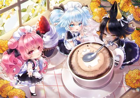 Animal Ears Blush Cake Chibi Drink Florence Girls Frontline 2 Flowers
