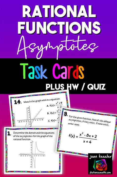 Rational Functions Graphing Asymptotes And Holes Task Cards Plus HW T Rex