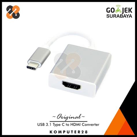 Jual Usb 3 1 Type C To Hdmi Converter Konverter Usb Tipe C Ke Hdmi Shopee Indonesia