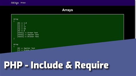 Kurs Zur Webentwicklung 023 Php Include And Require Youtube