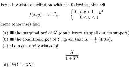 Solved For A Bivariate Distribution With The Following Joint
