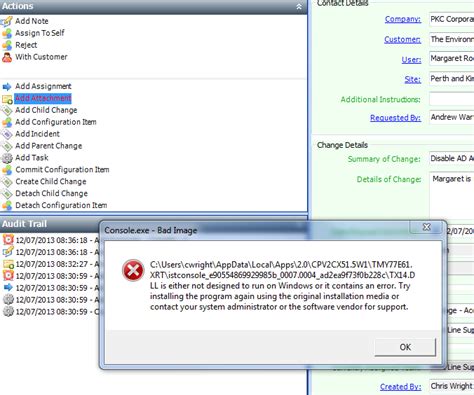 Error In The Consoleexe Bad Image Popup Message With Ll Is Either