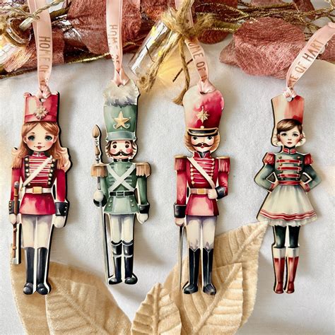 Christmas Wooden Nutcracker Ornaments Set Of 4 Home Of Hart