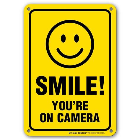 Smile Youre On Camera Sign Area Under Video Surveillance Sign Warning