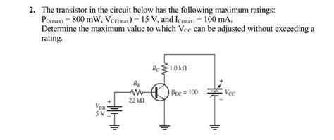 Solved The Transistor In The Circuit Below Has The Following Chegg Com