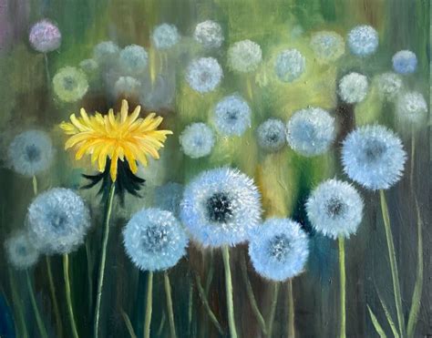 Dandelions Painting By Dolgor Dugarova Dolgor Art Artmajeur