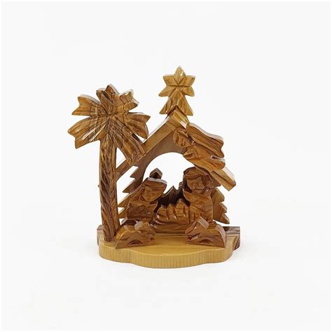 Detailed Mini Nativity Set Christmas Tree Background Bethlehem T Shop