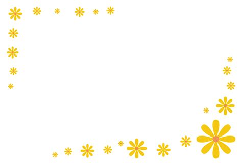 花（黄色）のシンプル枠イラスト 横 ＜無料＞ かわいいフリー素材 イラストk