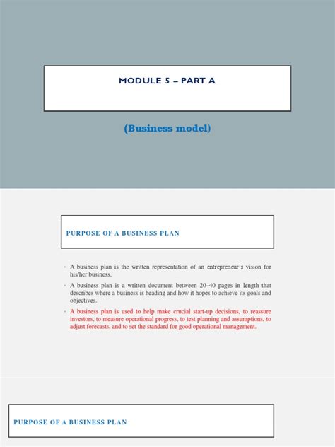 Management Module 5 Part 1 Pdf Business Plan Entrepreneurship