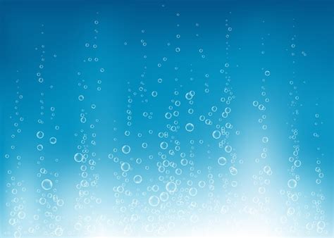 파란색에 수중 거품 공기 물 또는 산소 거품 프리미엄 벡터