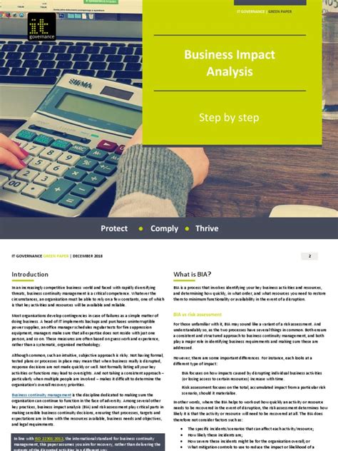 Business Impact Analysis Step By Step Dec 18 Pdf Disaster Recovery Risk