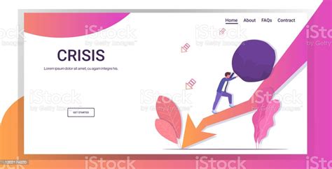 금융 위기 파산 투자 위험 개념 전체 길이 수평 복사 공간 아래로 떨어지는 큰 부채 돌 경제 화살표를 밀어 강조 사업가 가공의 인물에 대한 스톡 벡터 아트 및 기타 이미지
