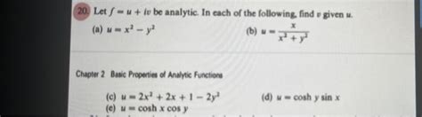 solved 20 let f u iv be analytic in each of the following