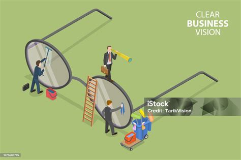 3d 아이소메트릭 플랫 벡터 명확한 비즈니스 비전의 개념적 그림 투명한에 대한 스톡 벡터 아트 및 기타 이미지 투명한 전진 방향 청소부 Istock