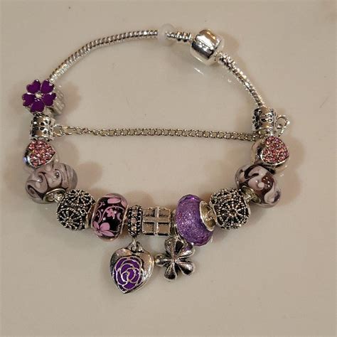 Charm Bracelet Purple Charm Bracelets Pandora Bracelet Gold Womens