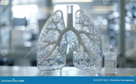 A Translucent Model Of Human Lungs Sits On A White Surface In A