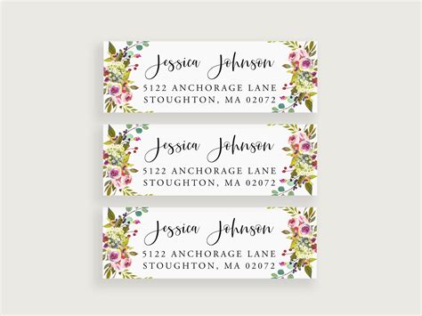 Floral Return Address Label Sticker Personalized Address Labels