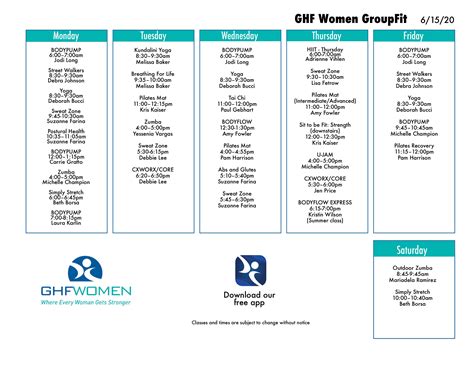 Ghf Class Schedule Preview Gainesville Health And Fitness