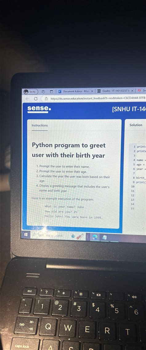 Solved Sense Snhu It 14instructionssolutionpython Program