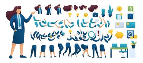 사업가 N1을 만들기위한 생성자 손과 발의 세트와 함께 자신의 사업가 캐릭터를 만들 수 있습니다 플랫 2d 문자 여자에 대한 스톡 벡터 아트 및 기타 이미지 Istock