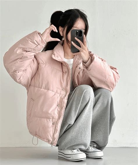 빵빵귀욤ෆ 하이넥 파스텔 스트링 웰론 패딩 에이블리