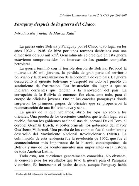 Paraguay Después De La Guerra Del Chaco Pdf Francisco Franco Paraguay