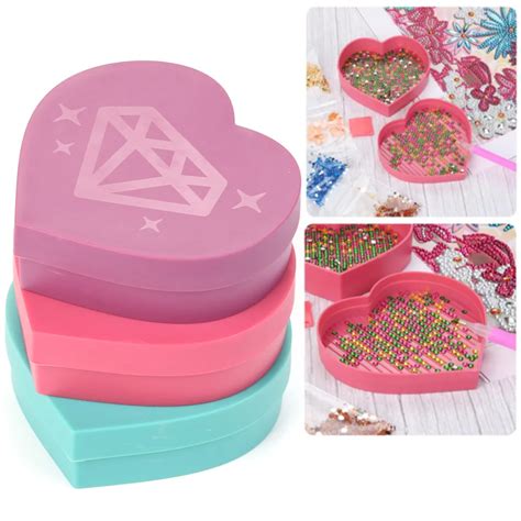 Stackable Plastic Bead Sorting Trays For Diy Rhinestone Drawing In Heart Shape Diamond