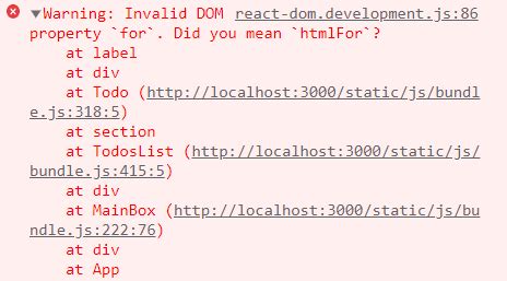 React Warning Invalid DOM Property For Did You Mean HtmlFor TIL
